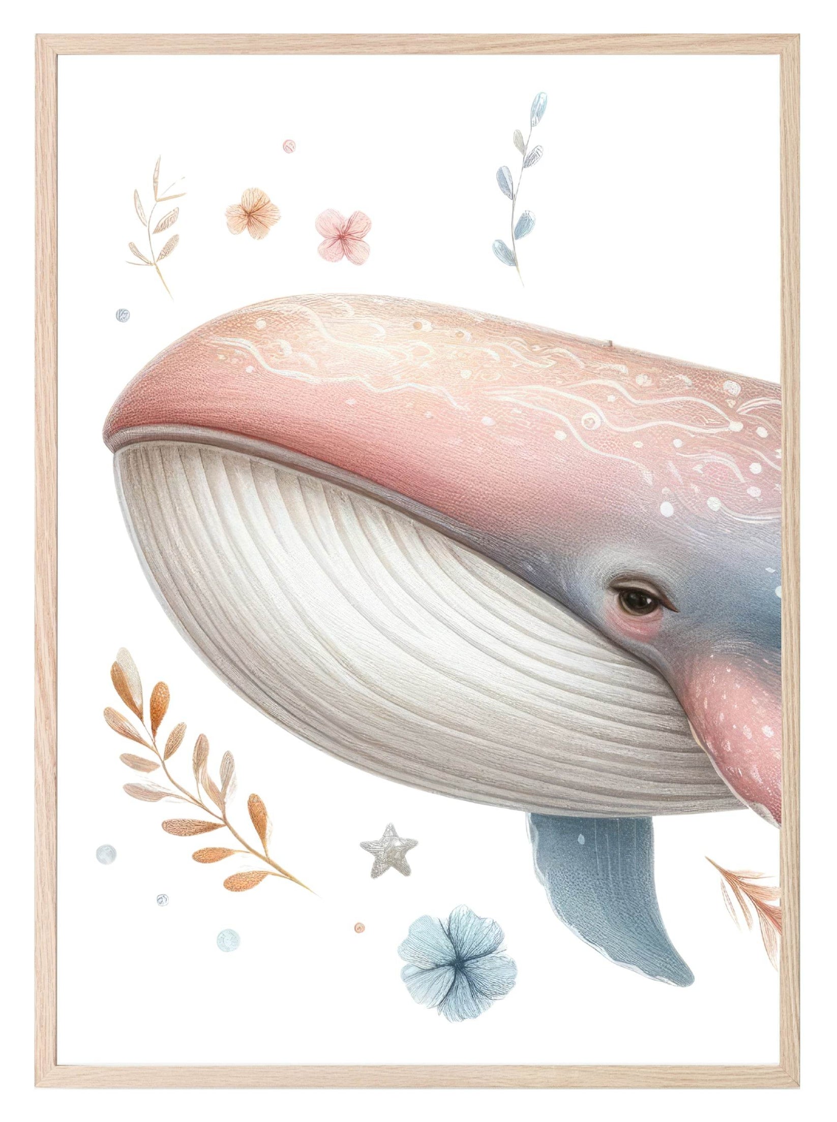 Boho Whale Print | Nursery Wall Art