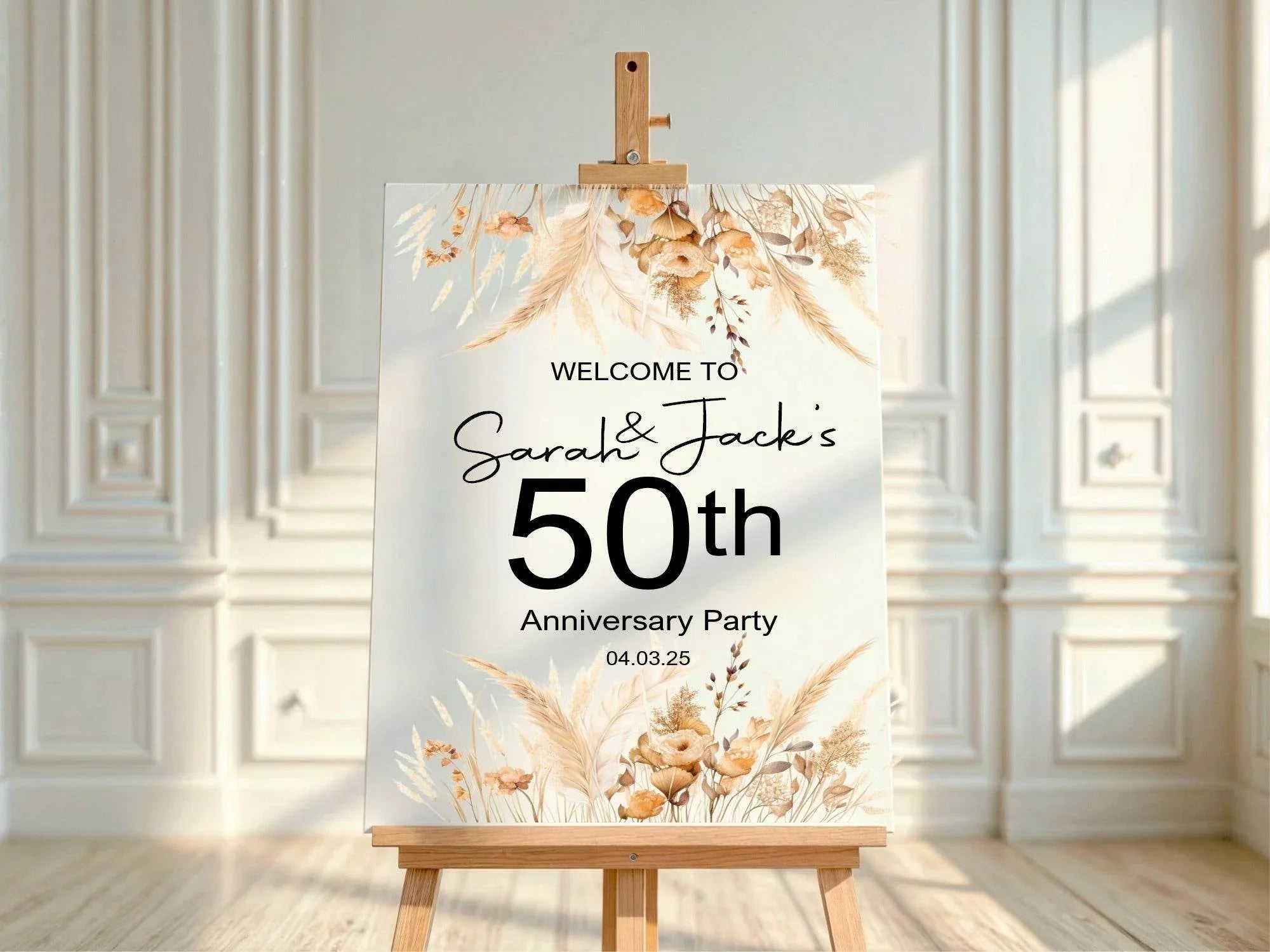Boho Welcome Anniversary Party Sign – Larosier Prints