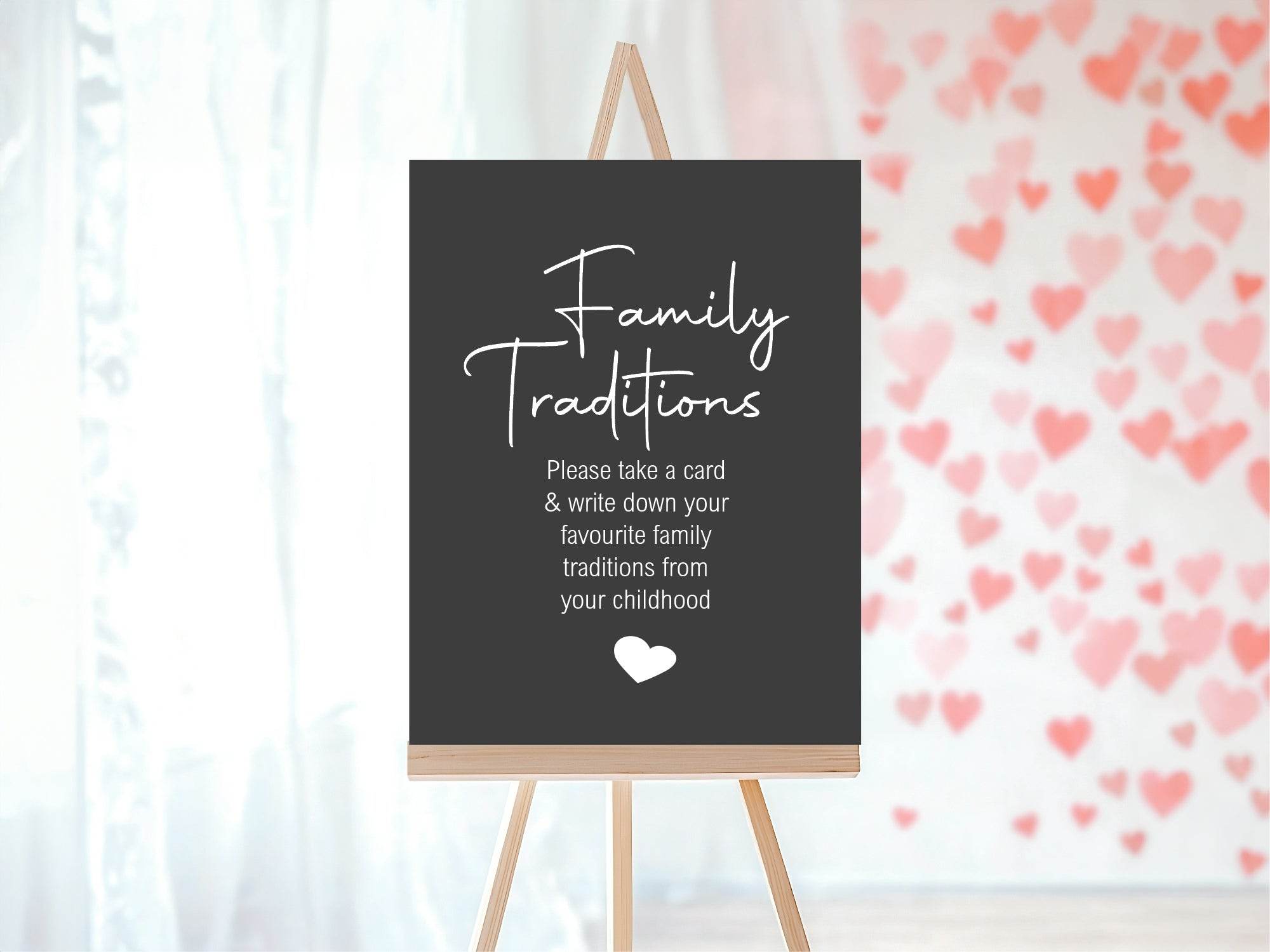 Minimalist Noir Family Traditions Baby Shower Sign