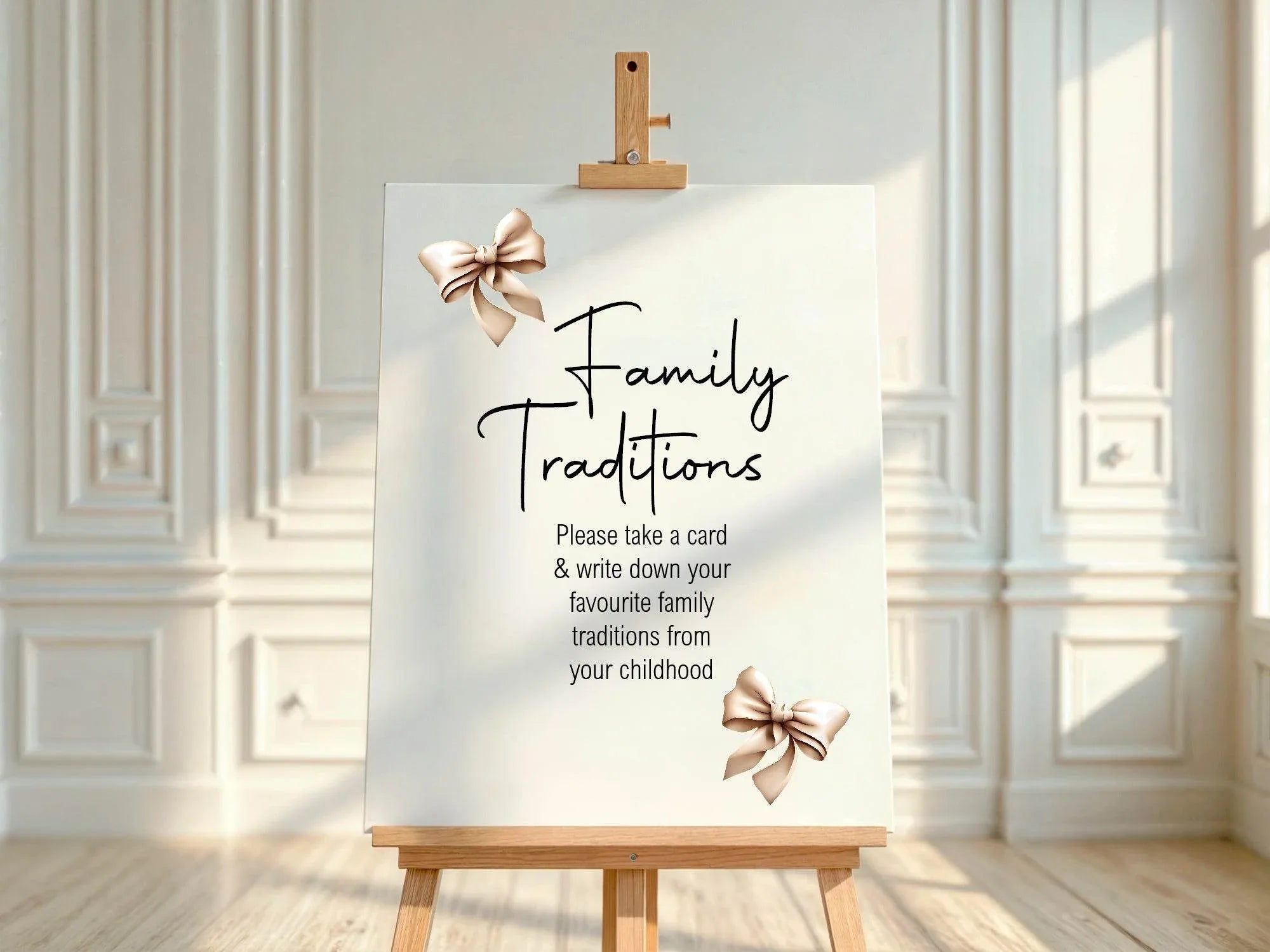 Bows Family Traditions Baby Shower Party Sign – Larosier Prints